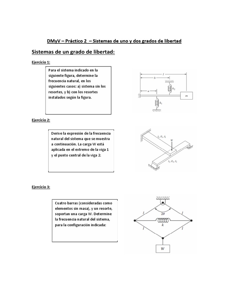 Práctico 2 - Sistemas de 1 y 2 GDL | PDF | Viga (Estructura) | Eje