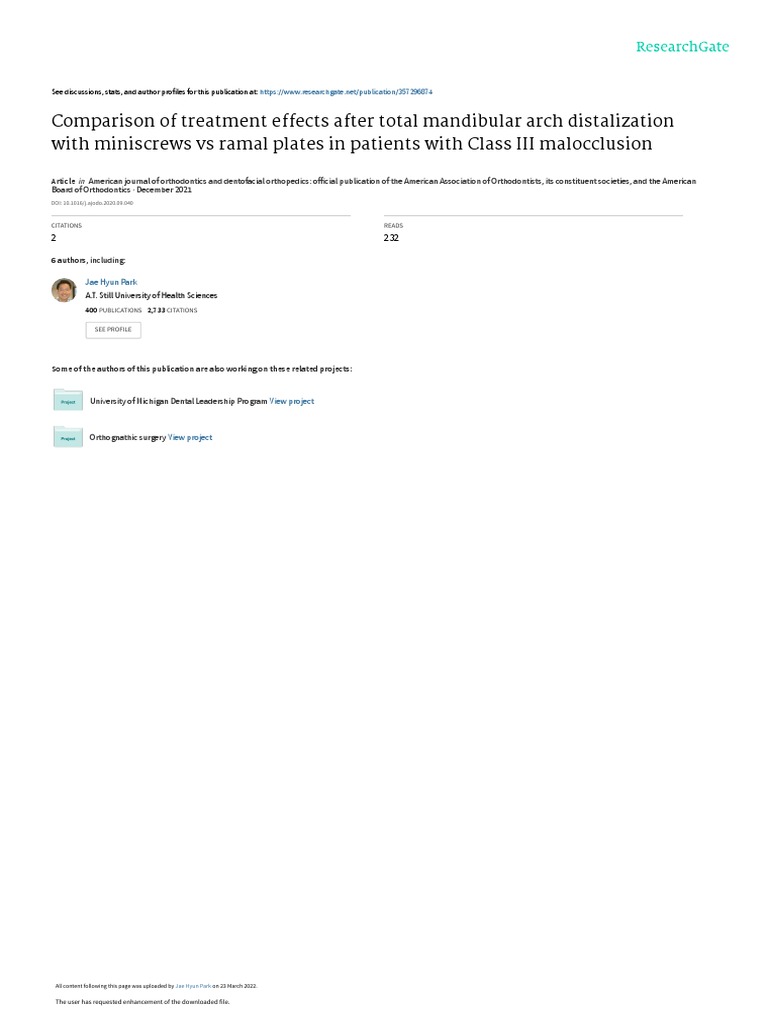 Comparison of Treatment Effects After | PDF | Orthodontics | Tooth