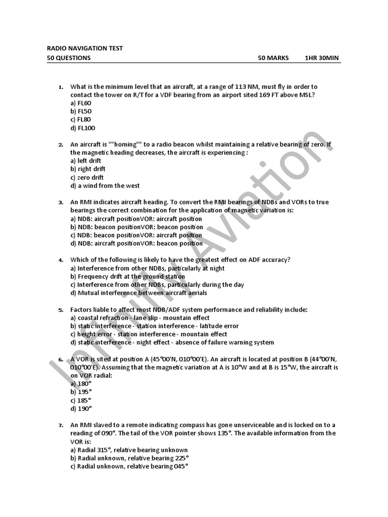 Radio Navigation Test 1 | Download Free PDF | Global Positioning System ...
