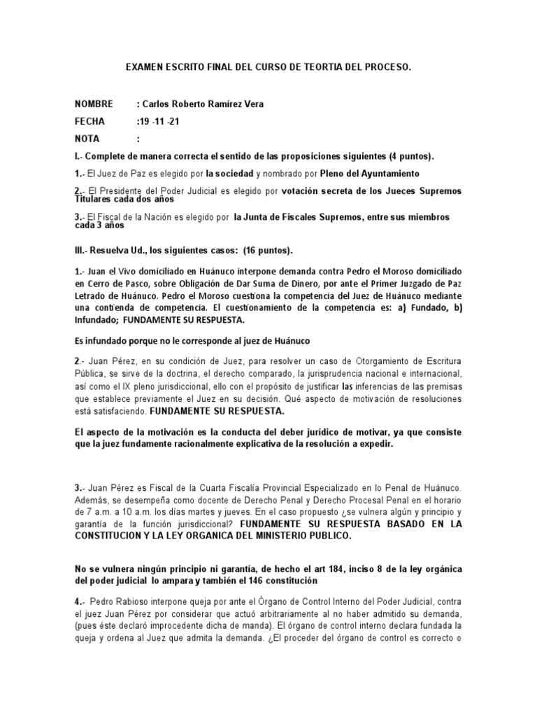 Final Teoria Del Proceso 2021 Ii | PDF | Juez | Caso de ley