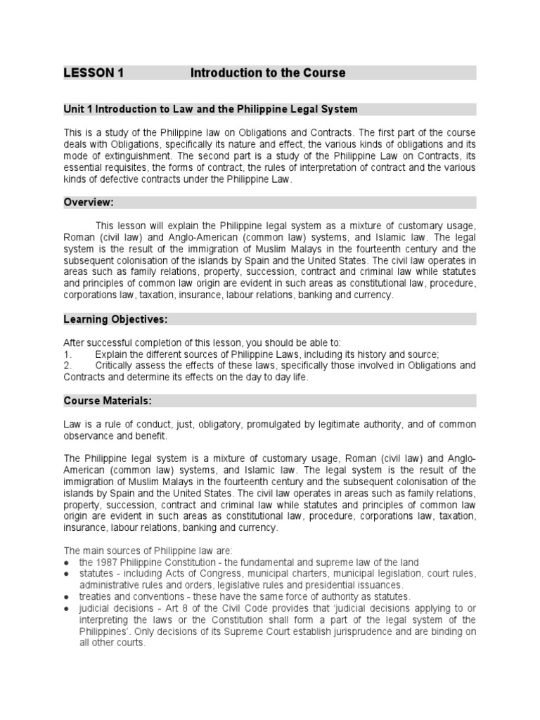 LESSONs 1 To 3 | PDF | Law Of Obligations | Private Law