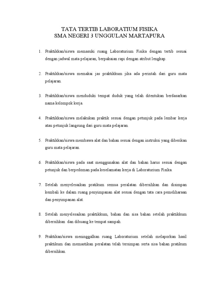 Tata Tertib Lab Fisika | PDF