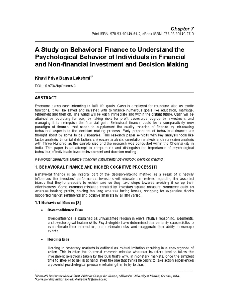 Behavioural Finance | PDF | Behavioral Economics | Investing