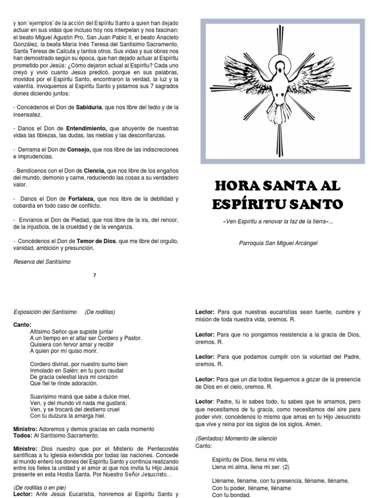 Hora Santa Al Espíritu Santo | PDF | eucaristía | Cristo (título)