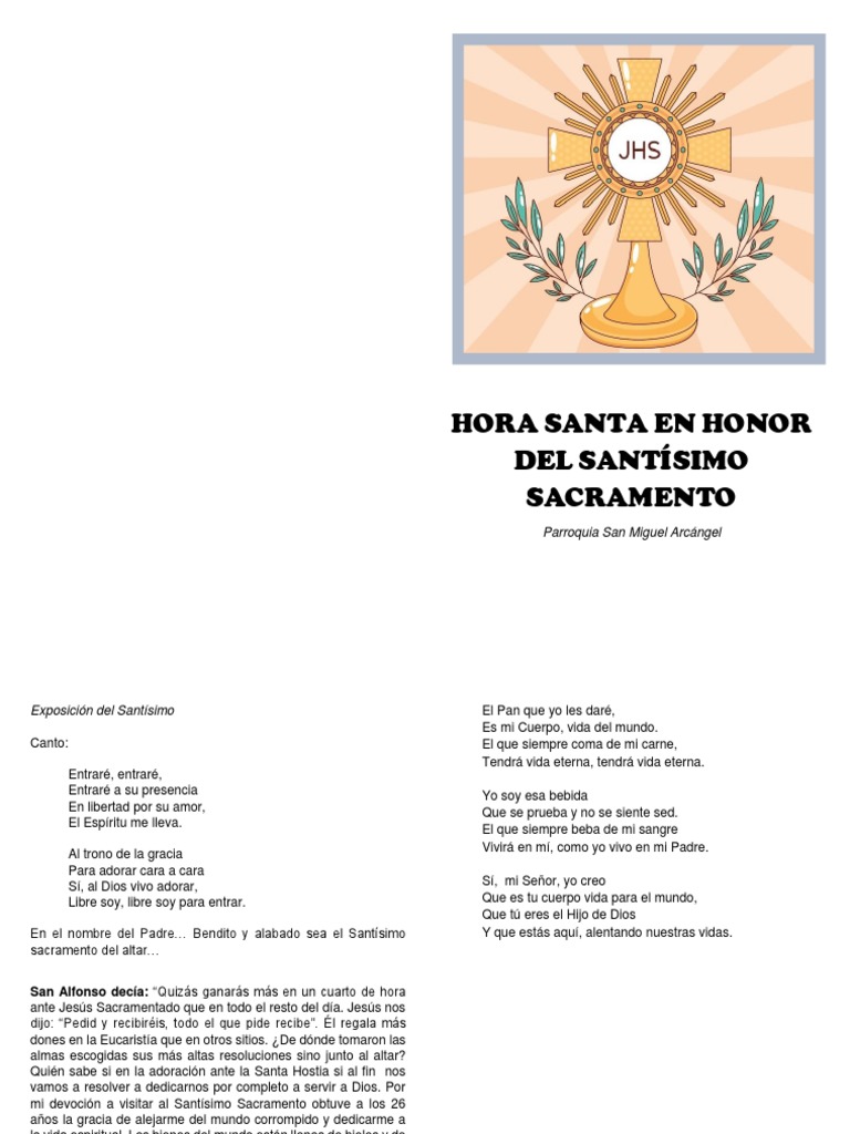 Hora Santa Al Santísimo Sacramento | PDF | eucaristía | Pecado