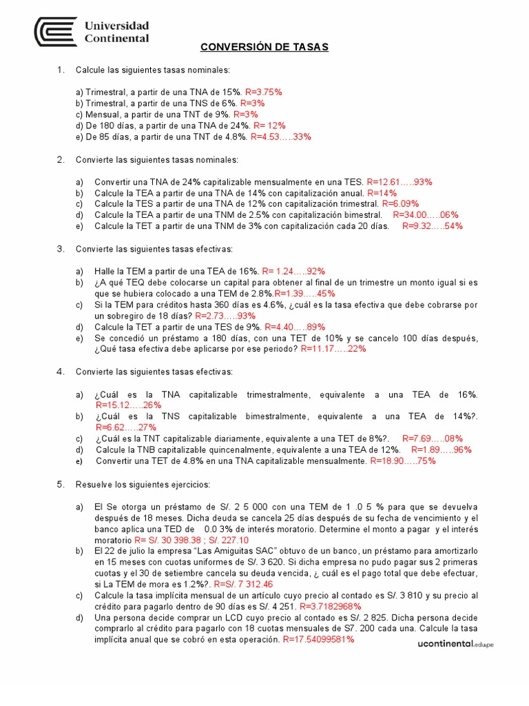 Conversión de Tasas | PDF | Economias | Deuda