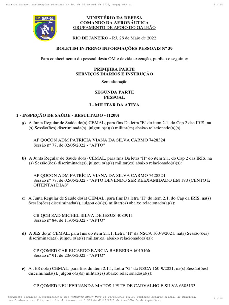 Boletim Interno de Informações Pessoais 39 | PDF | Conta de transação ...