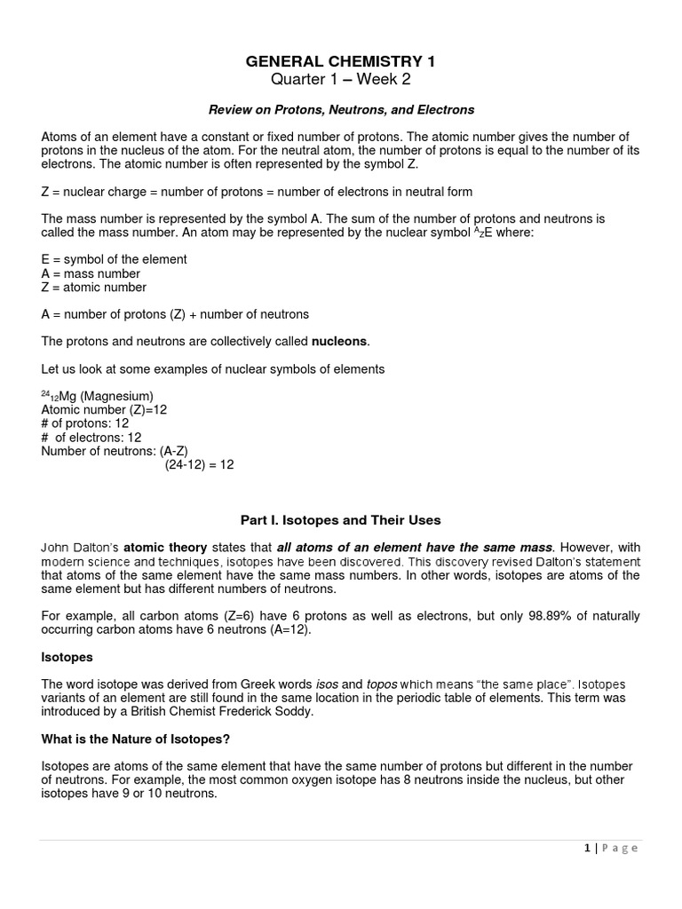 GEN-CHEM-1_HANDOUT_Q1_WEEK2 | PDF | Ion | Chemical Compounds