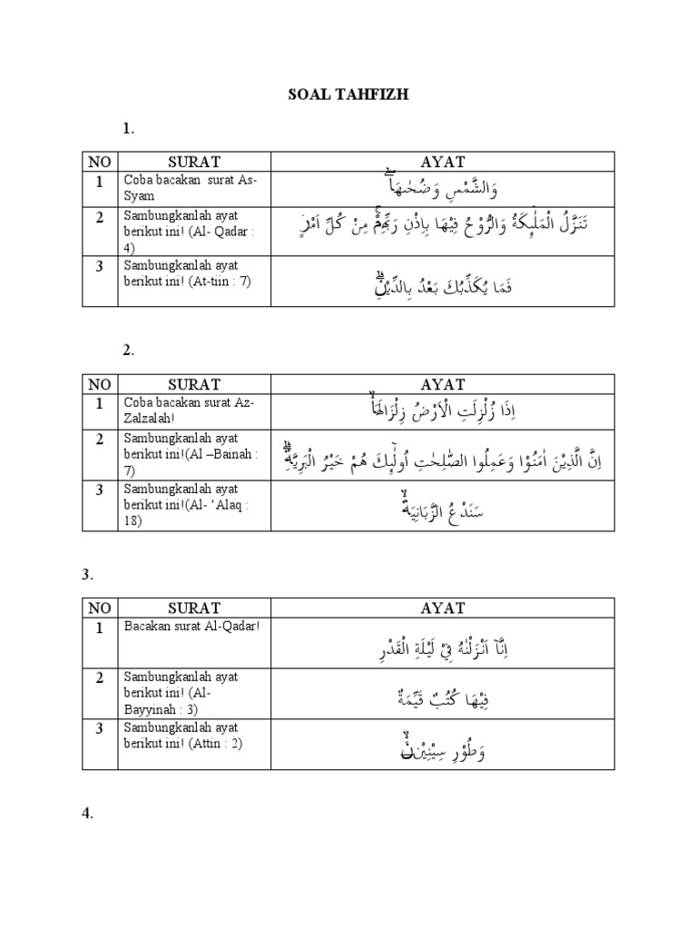 Soal Tahfizh | PDF