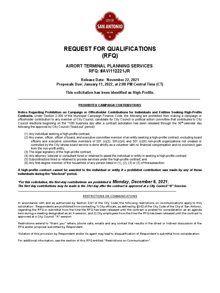 Rfq Airport Terminal Planning Services Pdf Airport Joint Venture