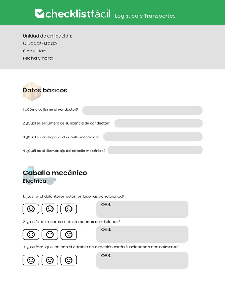 ChecklistFacil Checklist Logistica y Transportes | PDF | Neumático | Coche