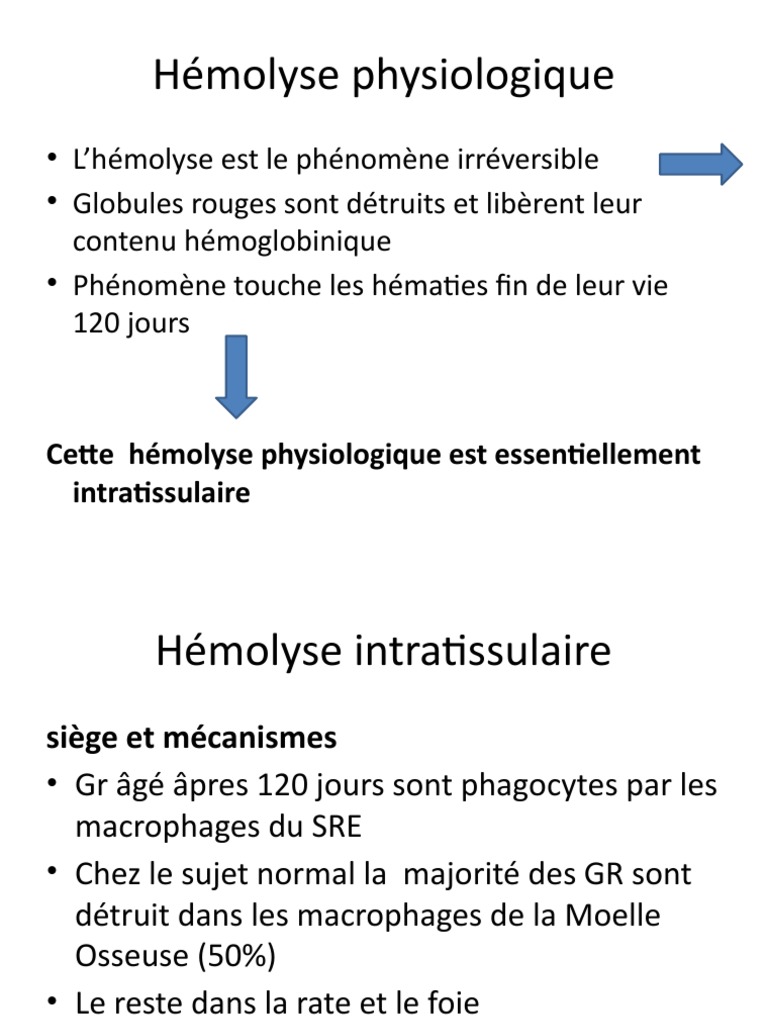 Hémolyse Physiologique et Ses Mécanismes | PDF | Anémie | Anatomie