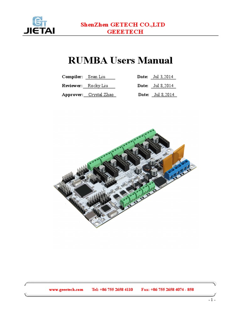 Rumba Board Users Manual For DIY Applications | PDF | Arduino ...