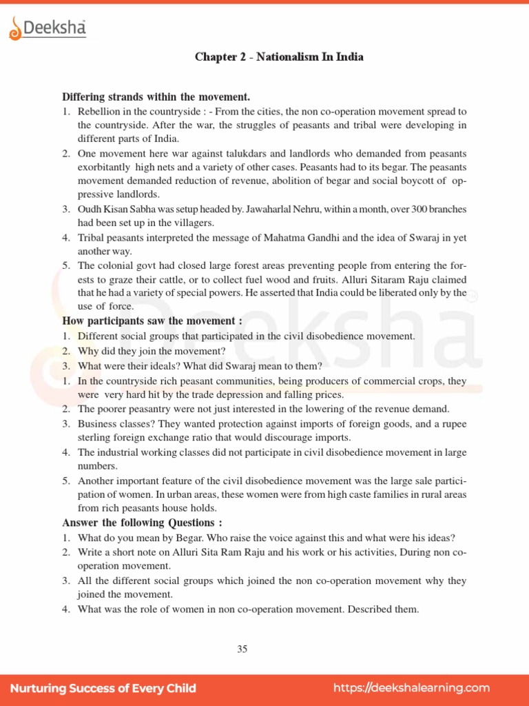 CBSE Class 10 History Notes Chapter 2 | PDF | Peasant | Indian Nationalism
