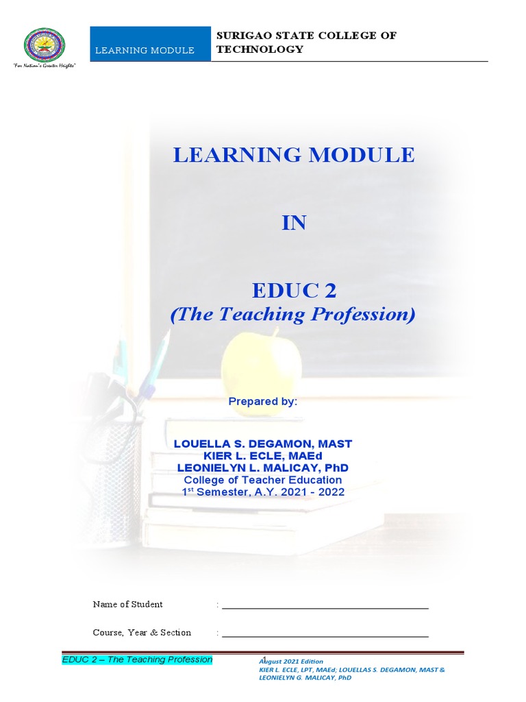 EDUC 2 Complete Learning Modules | PDF | Teaching Method | Teachers