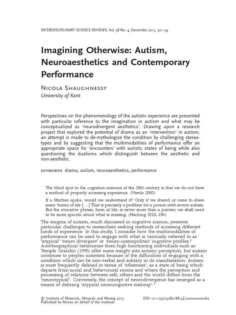 Shaughnessy 2013 | PDF | Autism | Perception