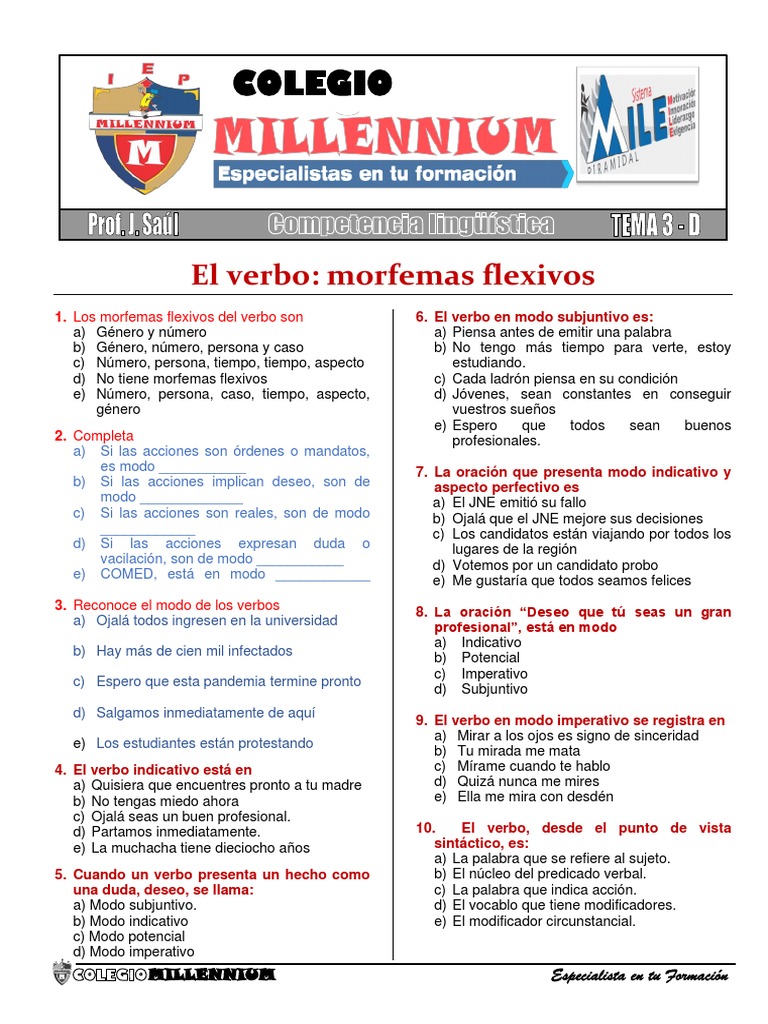 Morfemas y Aspectos del Verbo | PDF | Verbo | Relaciones sintácticas