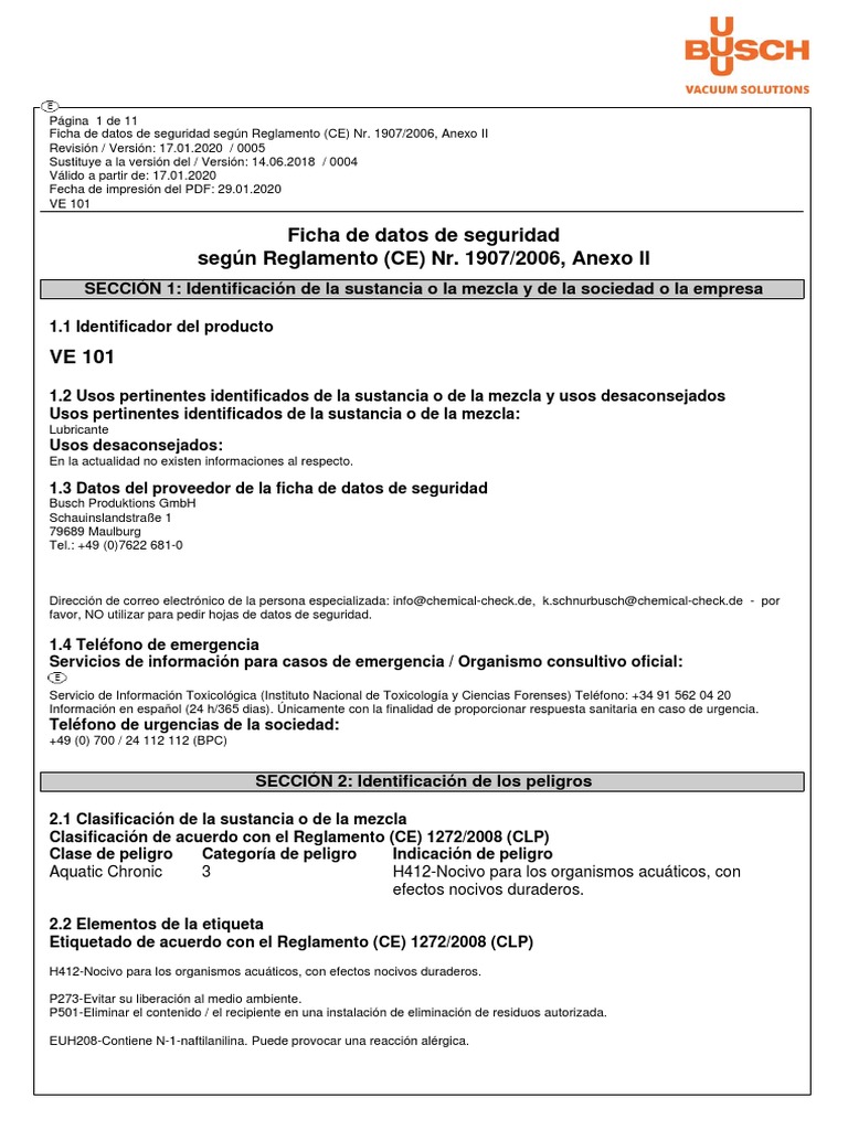 Busch VE 101 | PDF | Agua | Ciencias fisicas