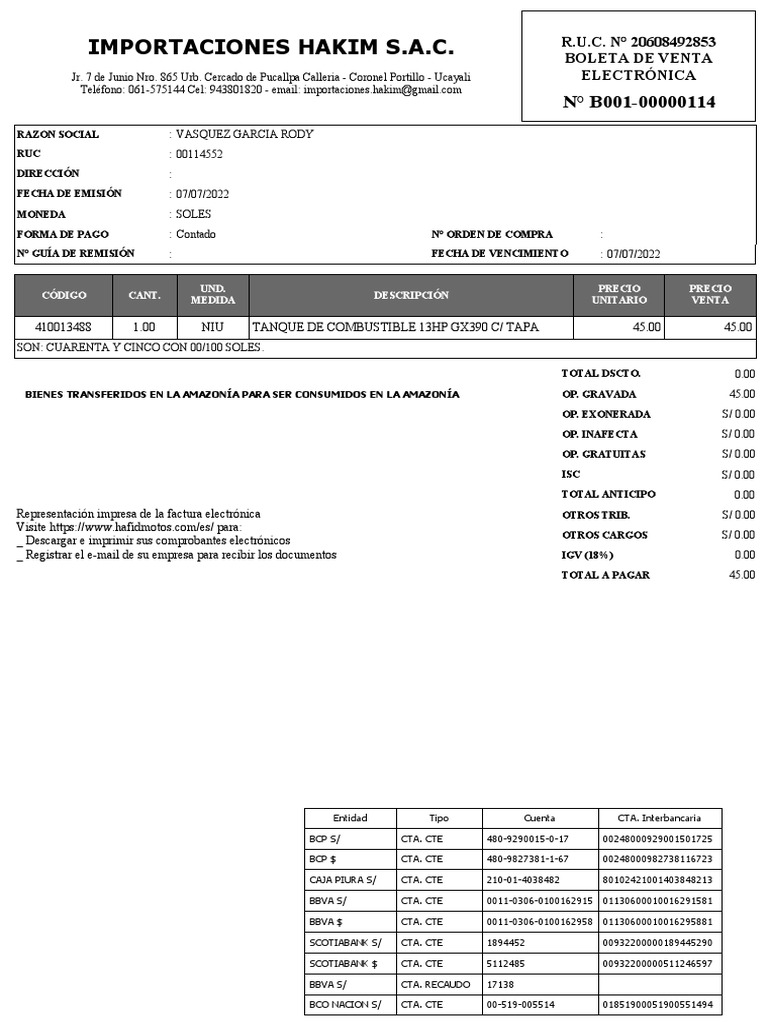 Boleta Electrónica de Venta | PDF | Pagos | Tecnología financiera