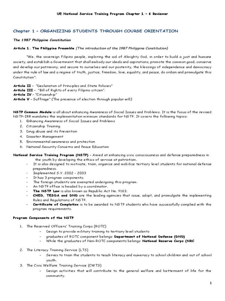 NSTP1 Common Module Exam Reviewer | PDF | Natural Disasters | Drugs