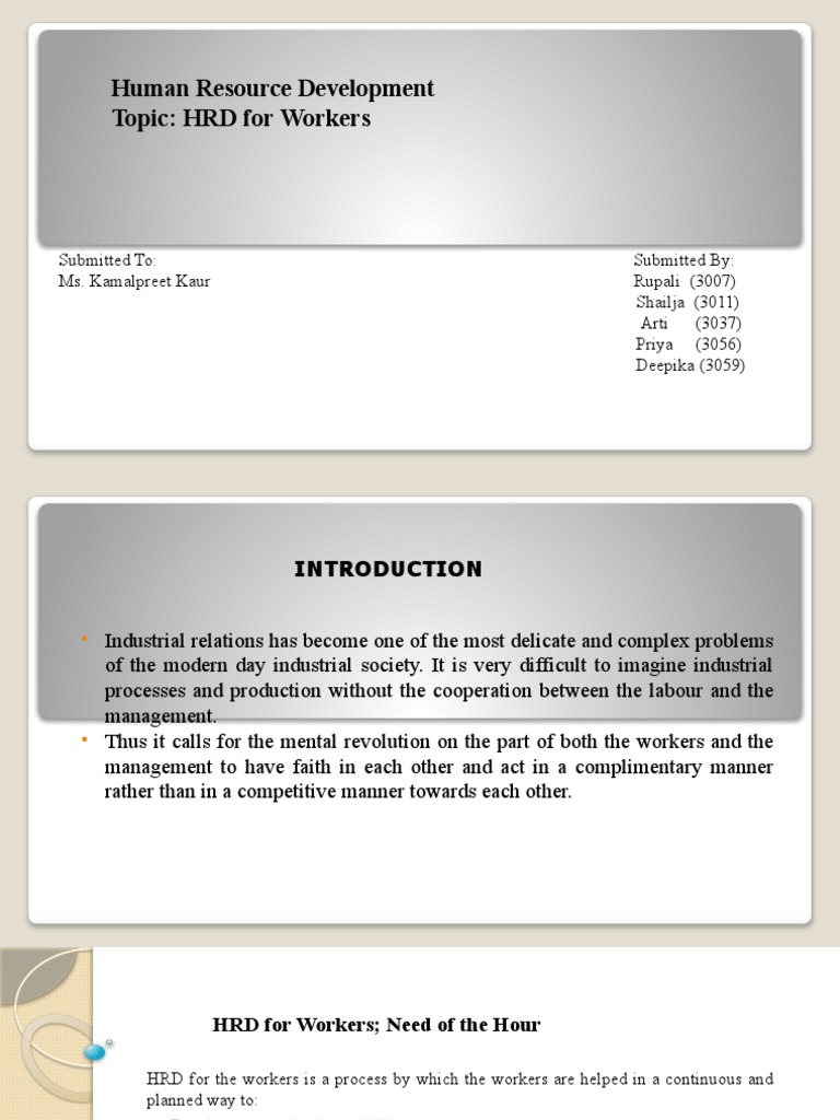 Developing Workers through Human Resource Development | PDF | Employment | Trade Union