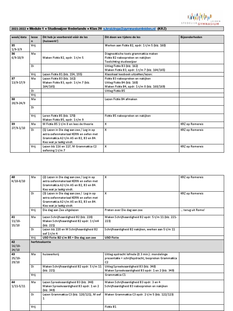2122 Nederlands Klas 2H Module 1 2 | PDF