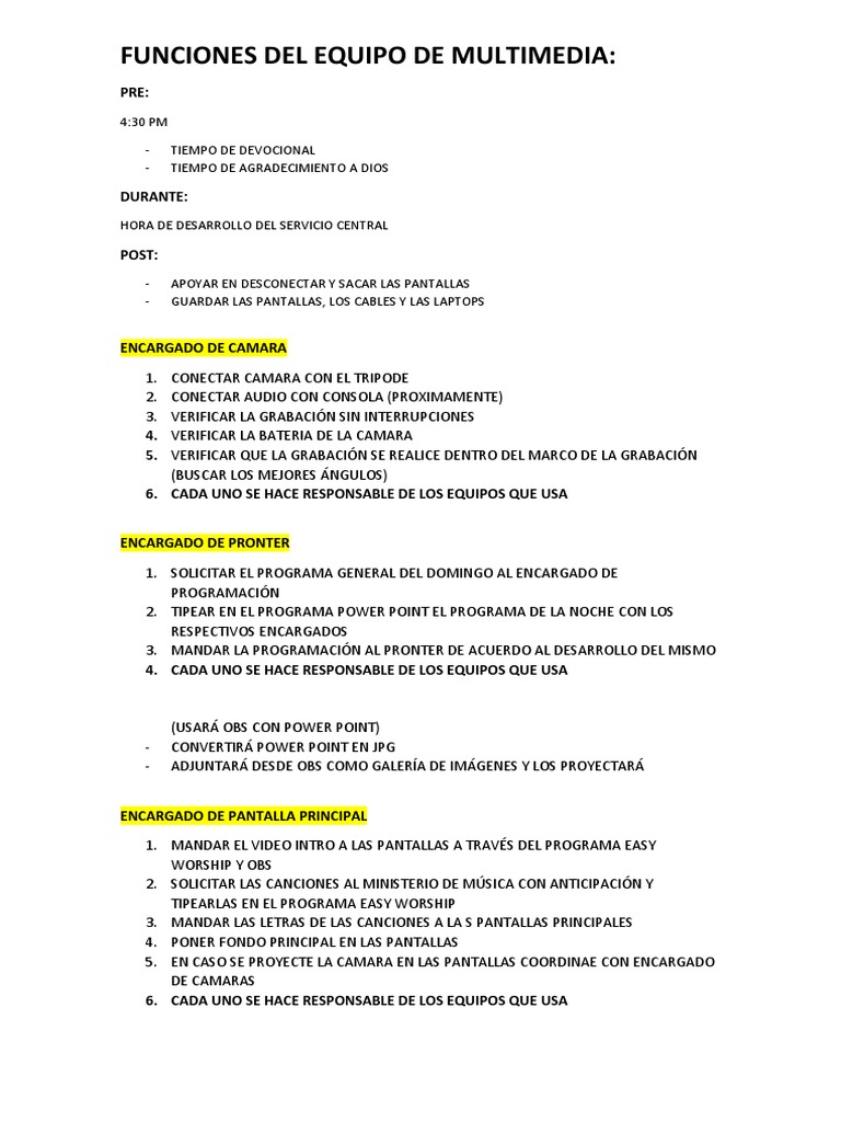 Funciones de Equipo de Multimedia 2022 Acm | PDF