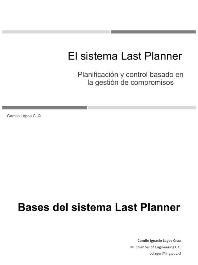 Unidad 9 Last Planner System (CL) | PDF | Planificación | Economias