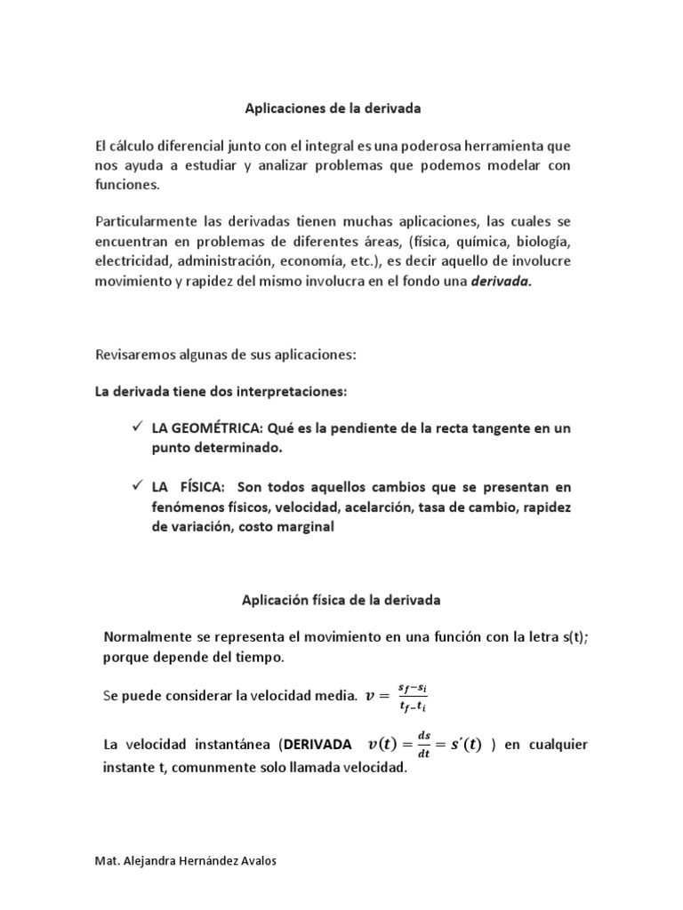Aplicaciones de Derivadas | PDF | Derivado | Velocidad