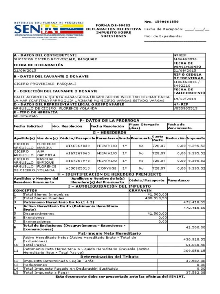 Pago Sucesion Seniat | PDF