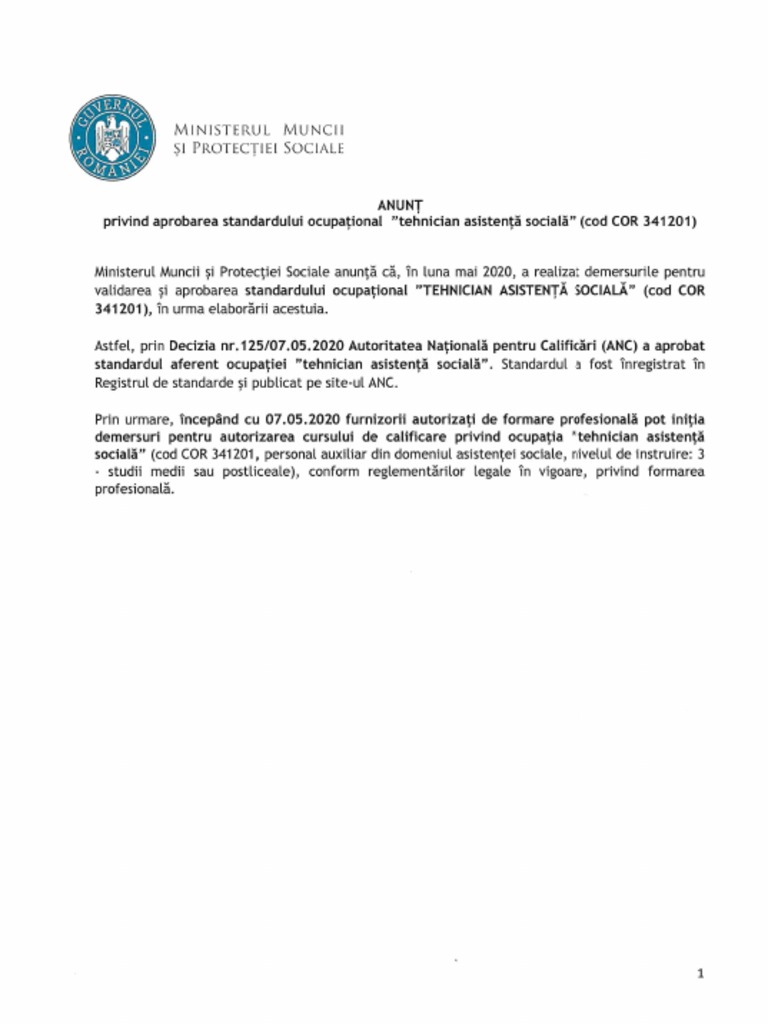 Tehnician Asistenta Sociala | PDF