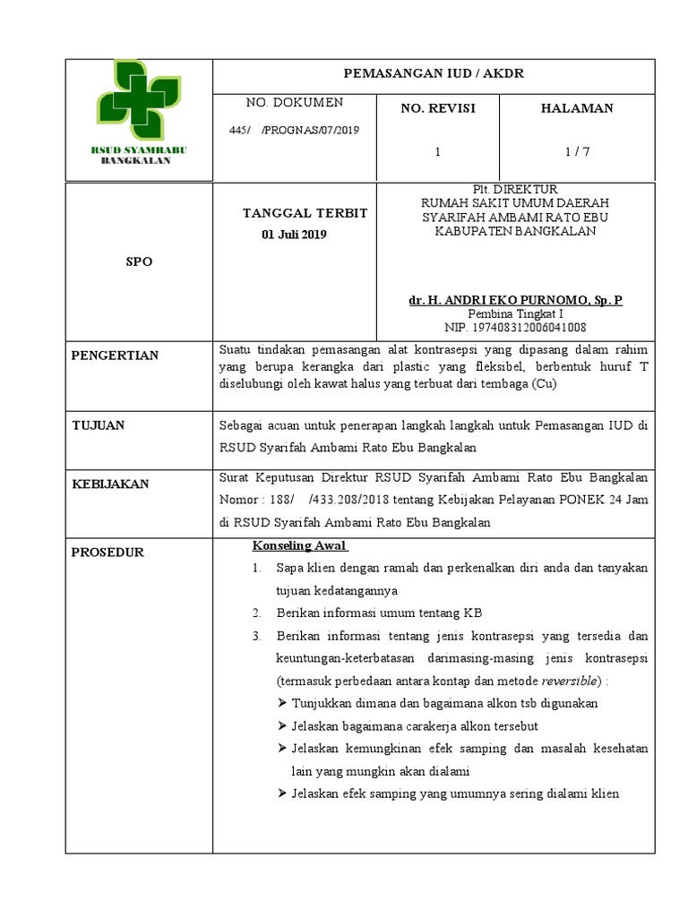 Spo Pemasangan Iud | PDF