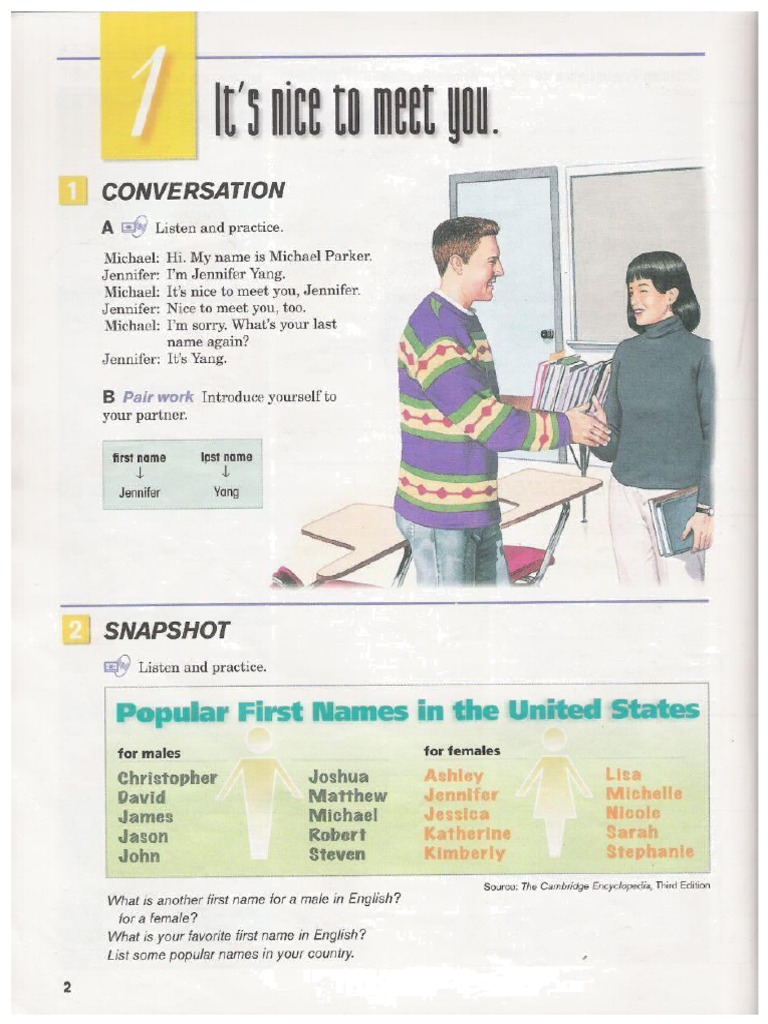 It's Nice To Meet You (Unit 1) (Conversation - Snapshot) | PDF