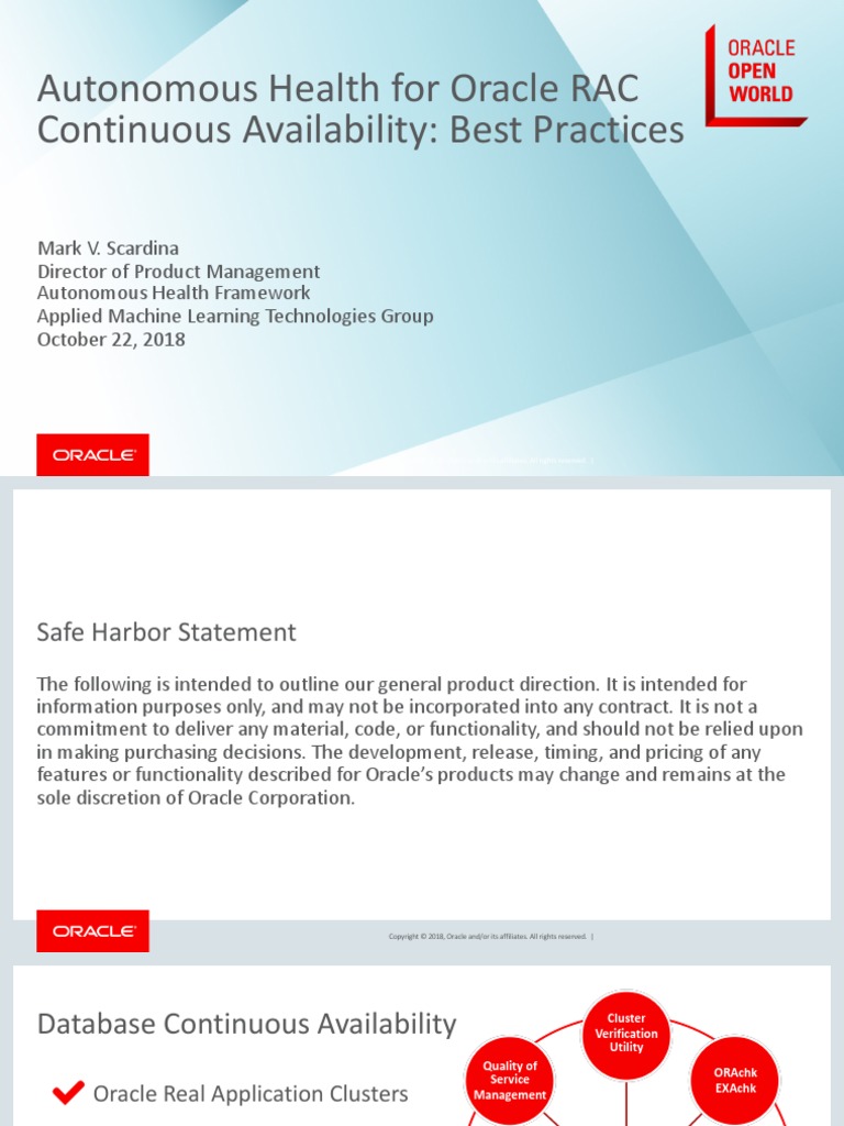 Trn4163 Autonomous Health For Oracle Rac Continuous Availability Best Practices