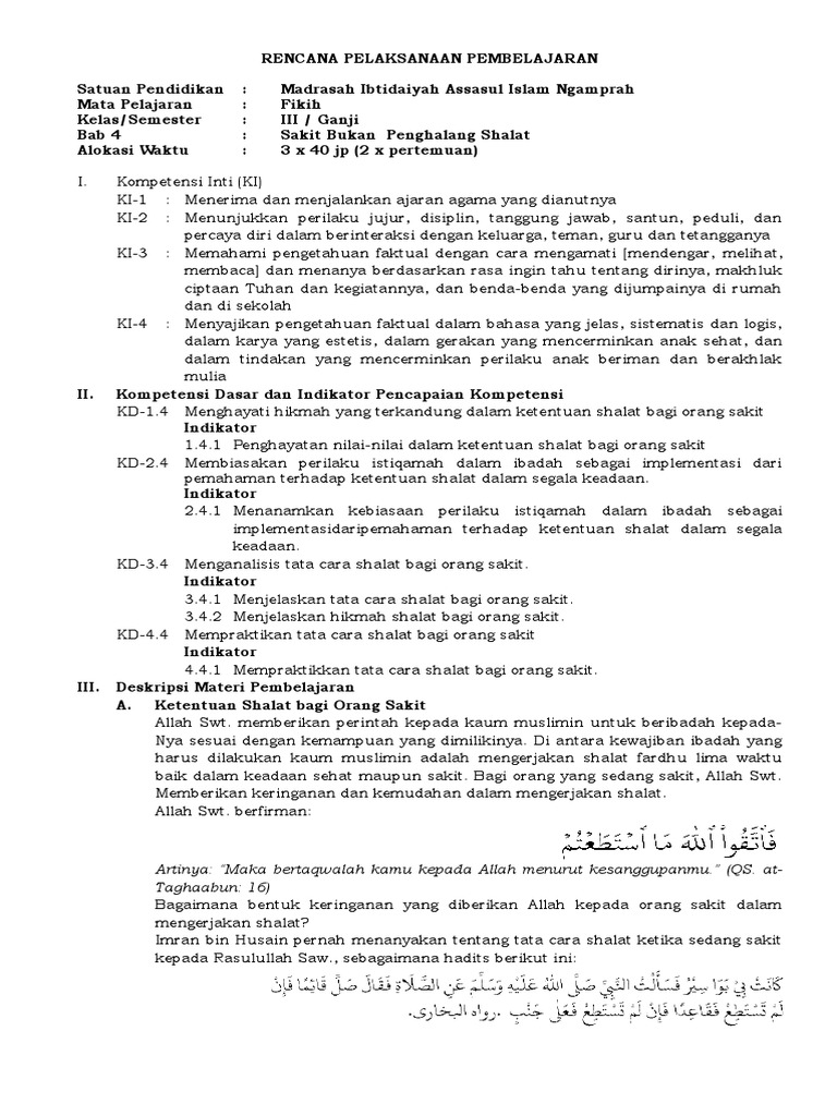 Bab 4 RPP Fikih KLS 3-1 | PDF