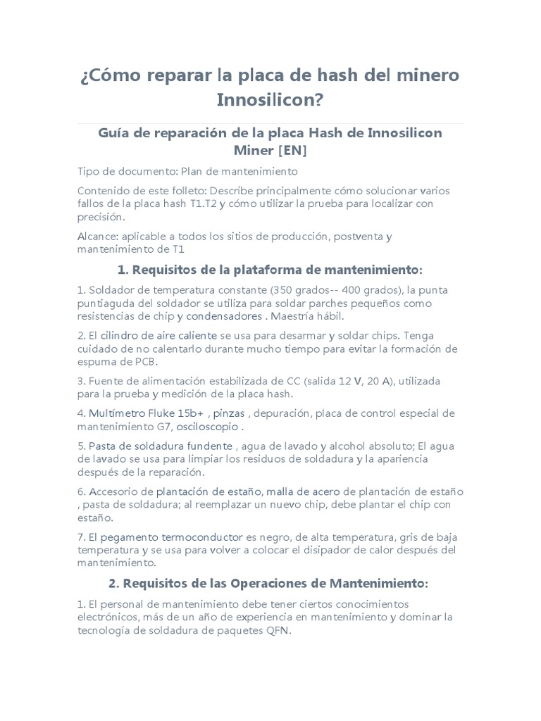 Cómo Reparar El Minero Innosilicon | PDF | Soldadura | Construcción