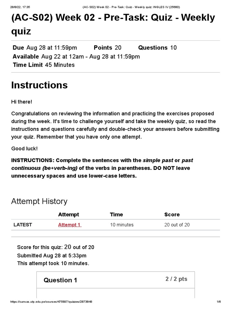 (AC-S02) Week 02 - Pre-Task - Quiz - Weekly | PDF | Cognitive Science | Linguistics