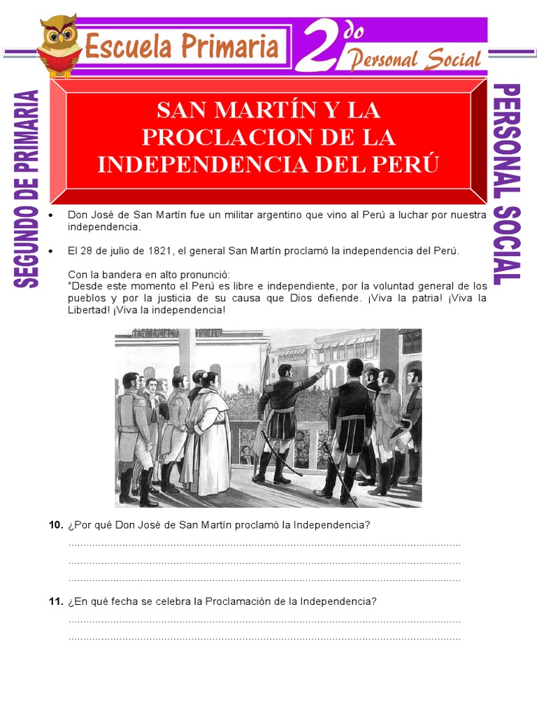 La Proclamación de la Independencia del Perú por el general José de San ...