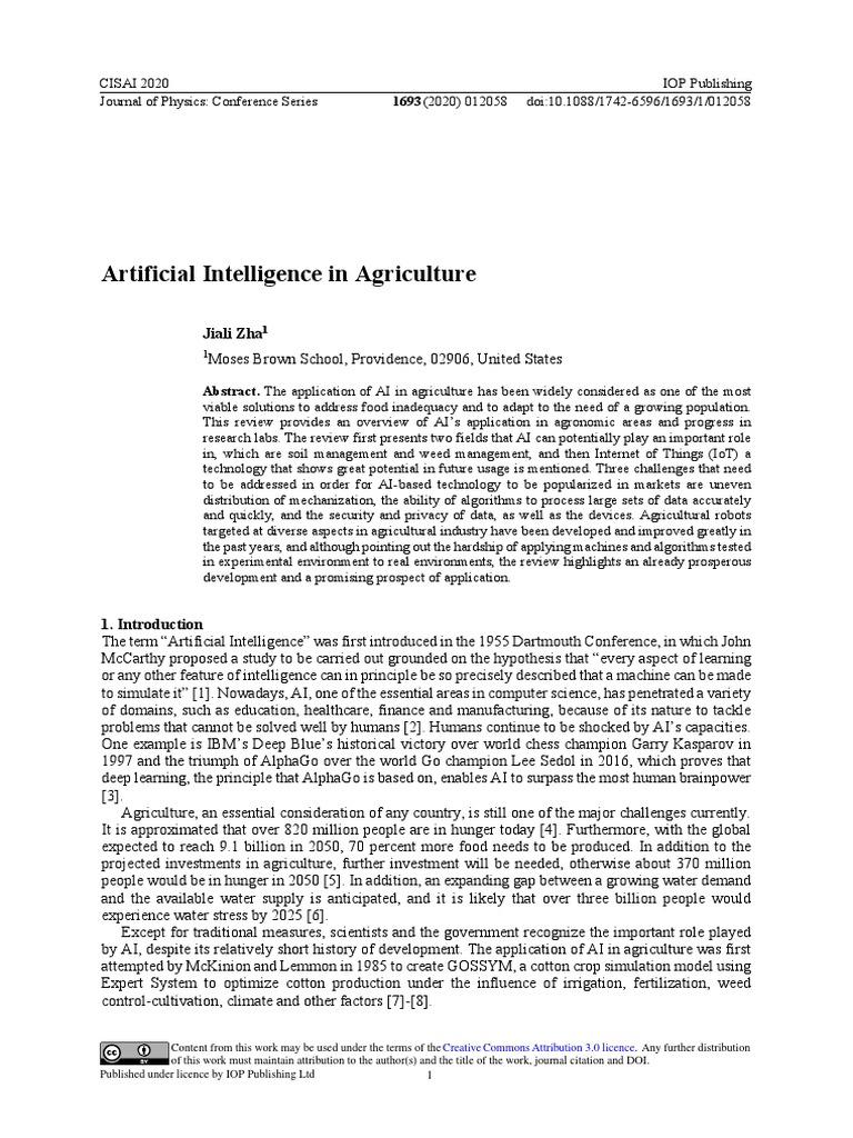 Artificial Intelligence in Agr | PDF | Artificial Intelligence ...