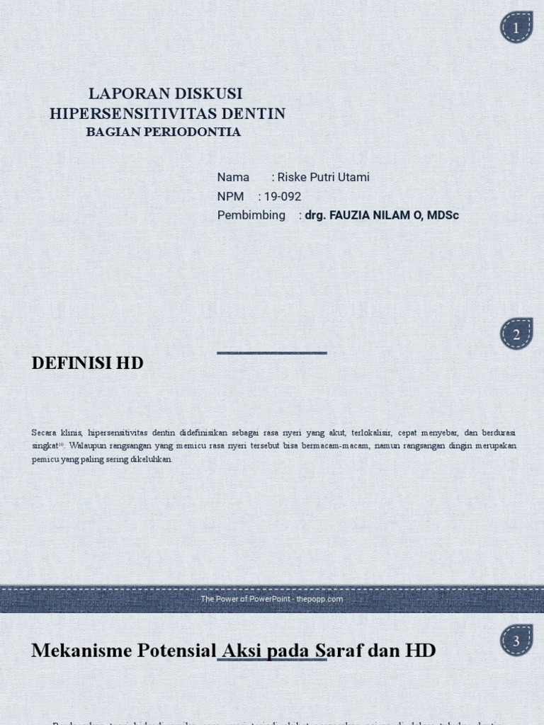 Laporan Diskusi Hipersensitivitas Dentin: Bagian Periodontia | PDF | Pengembangan Diri ...