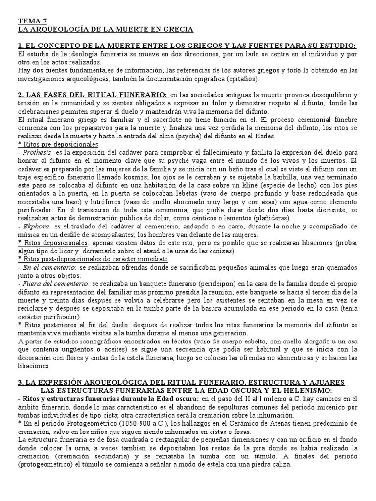 Ritos funerarios en la Grecia antigua | PDF | Cremación | Entierro