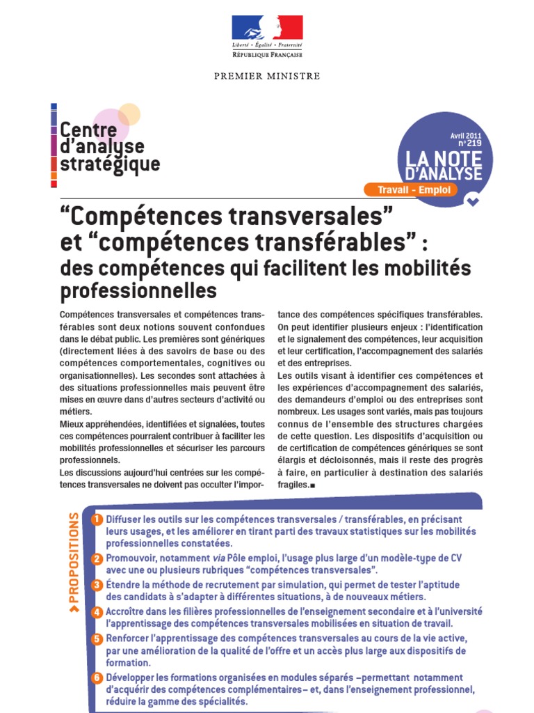 Compétences Transversales Et Compétences Transférables | PDF ...