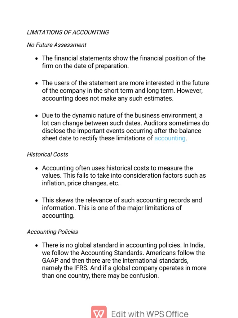 The Limitations of Financial Reporting: An Analysis of the Inherent ...