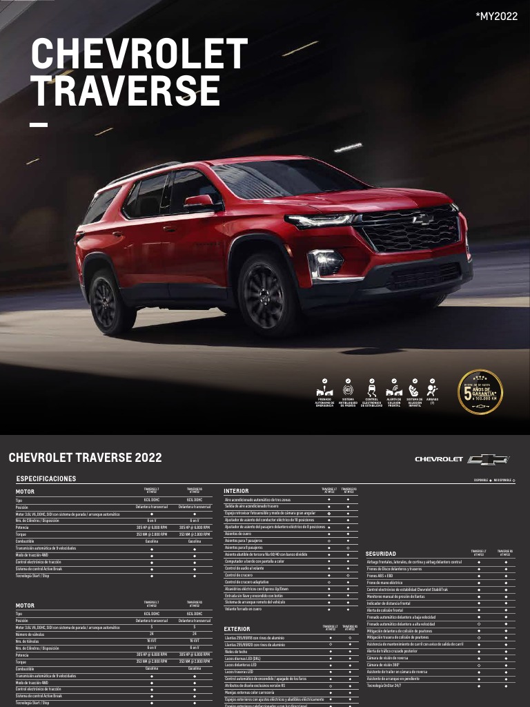 Chevrolet-Colombia-Ficha-Tecnica-Traverse 2023 | PDF | Airbag | Tracción en las cuatro ruedas