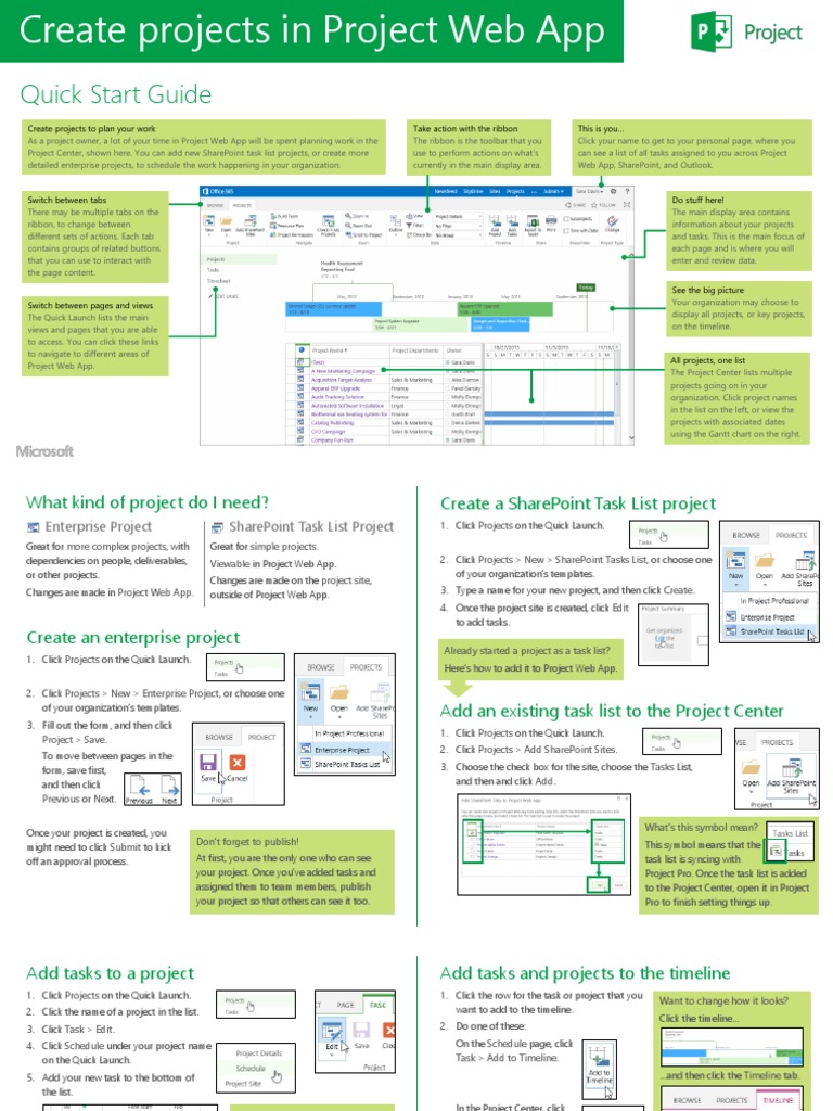 AF104167751 En-Us Quick Start Guide Create Projects in Project Web App | PDF | Share Point ...
