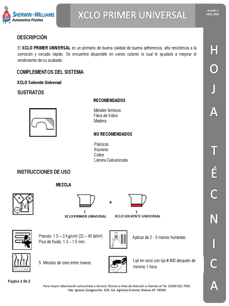 Ficha Técnica XCLO Primer Universal | PDF | Materiales de construcción ...