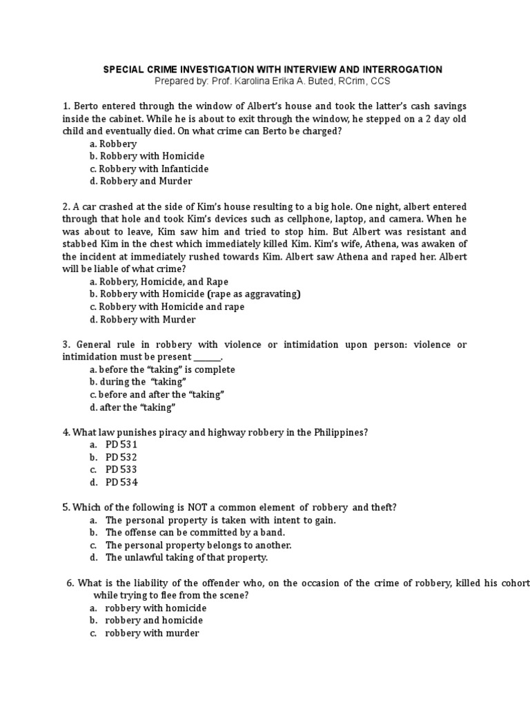 Sci With Interview and Interrogation | PDF | Robbery | Organized Crime
