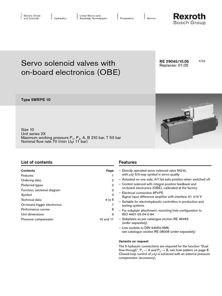 Servo Solenoid Valves With On-Board Electronics (OBE) : RE 29045/10.05 ...