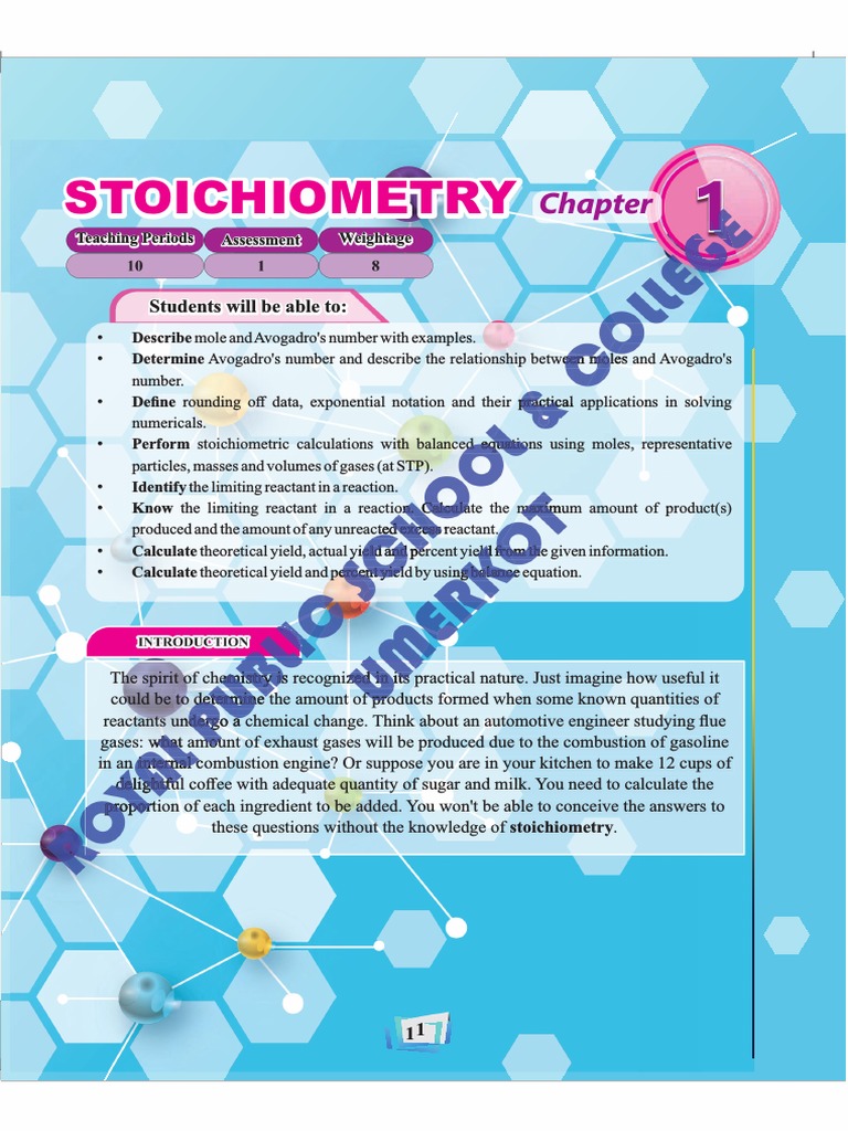 XI Chemistry New Chap # 01 | PDF | Mole (Unit) | Stoichiometry
