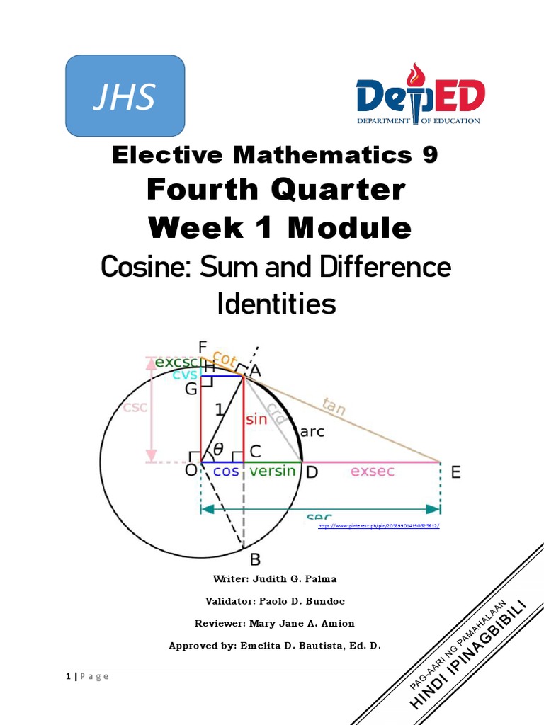 EMATH 4th Quarter Week 1 Module Edited | PDF | Trigonometric Functions | Mathematics